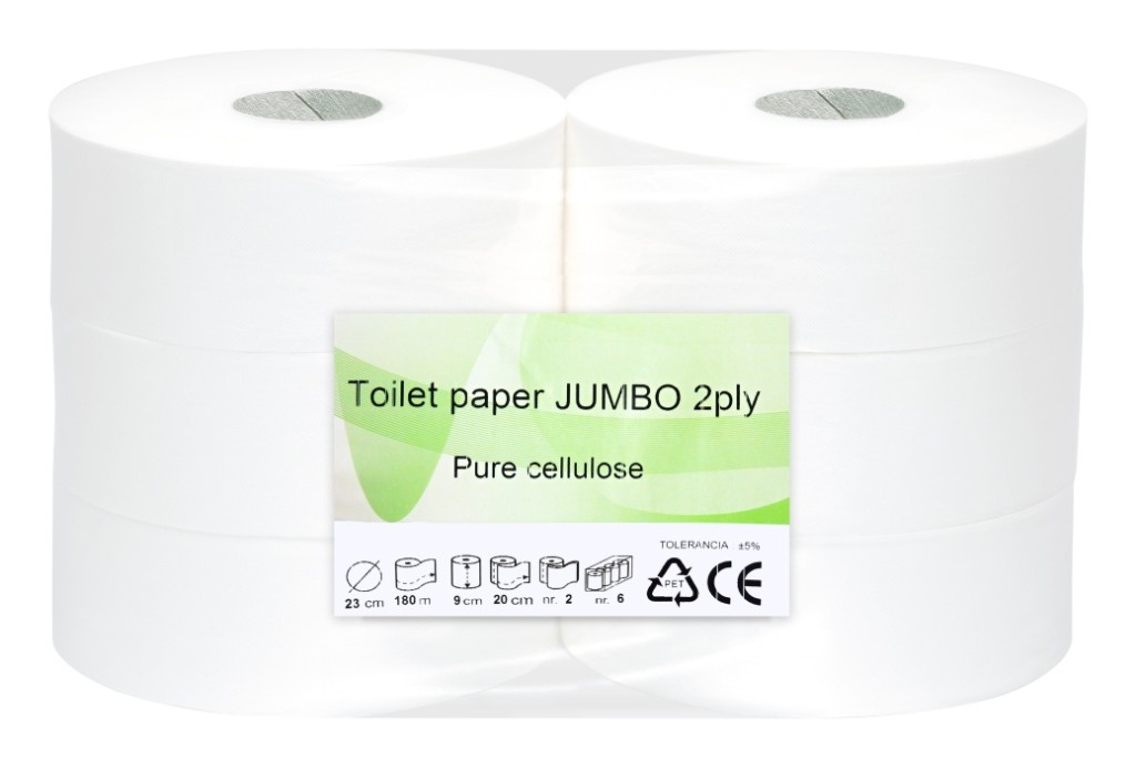 Toaletní papír JUMBO TOP 230 2-vrstvý bílý celulóza, 180m, 6 rolí ...