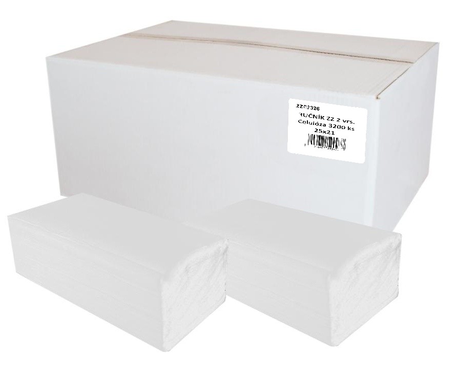 Ručníky papírové skládané Z-Z PREMIUM 2-vrstvé 25x21cm celulóza 3200ks ...